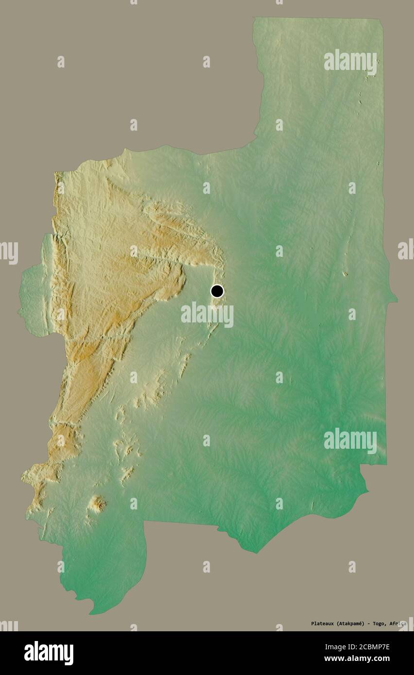 Shape of Plateaux, region of Togo, with its capital isolated on a solid ...