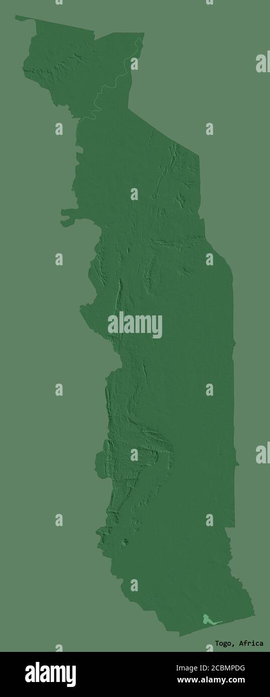 Shape of Togo with its capital isolated on a solid color background ...