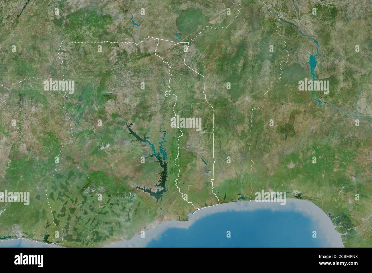 Extended area of Togo with country outline, international and regional ...