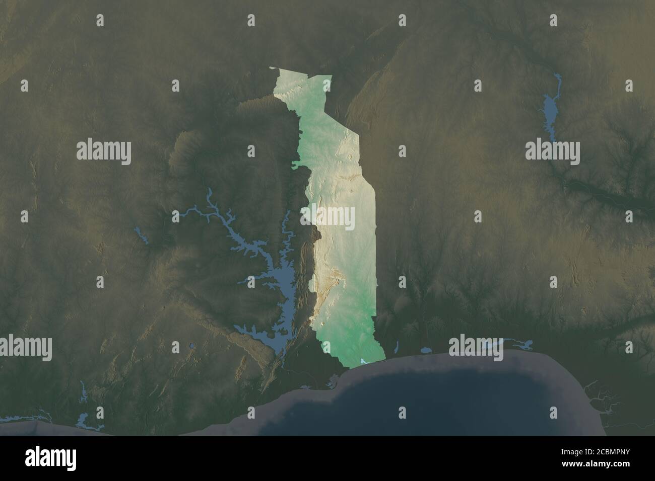 Shape of Togo separated by the desaturation of neighboring areas ...