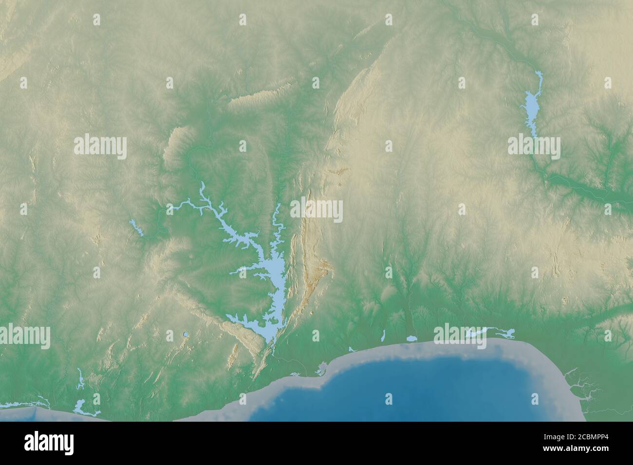Extended area of Togo. Topographic relief map. 3D rendering Stock Photo ...