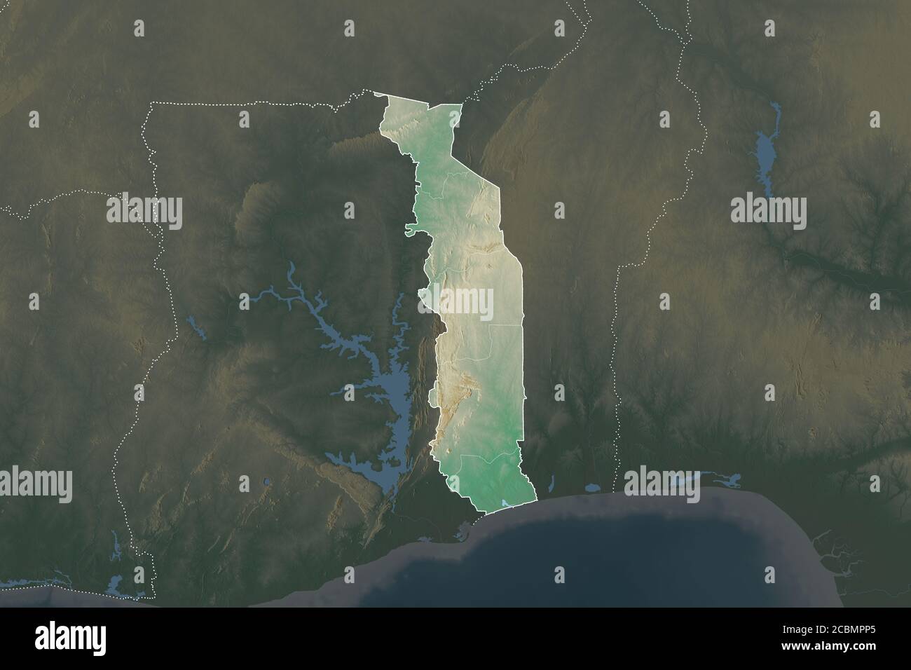 Shape of Togo separated by the desaturation of neighboring areas ...
