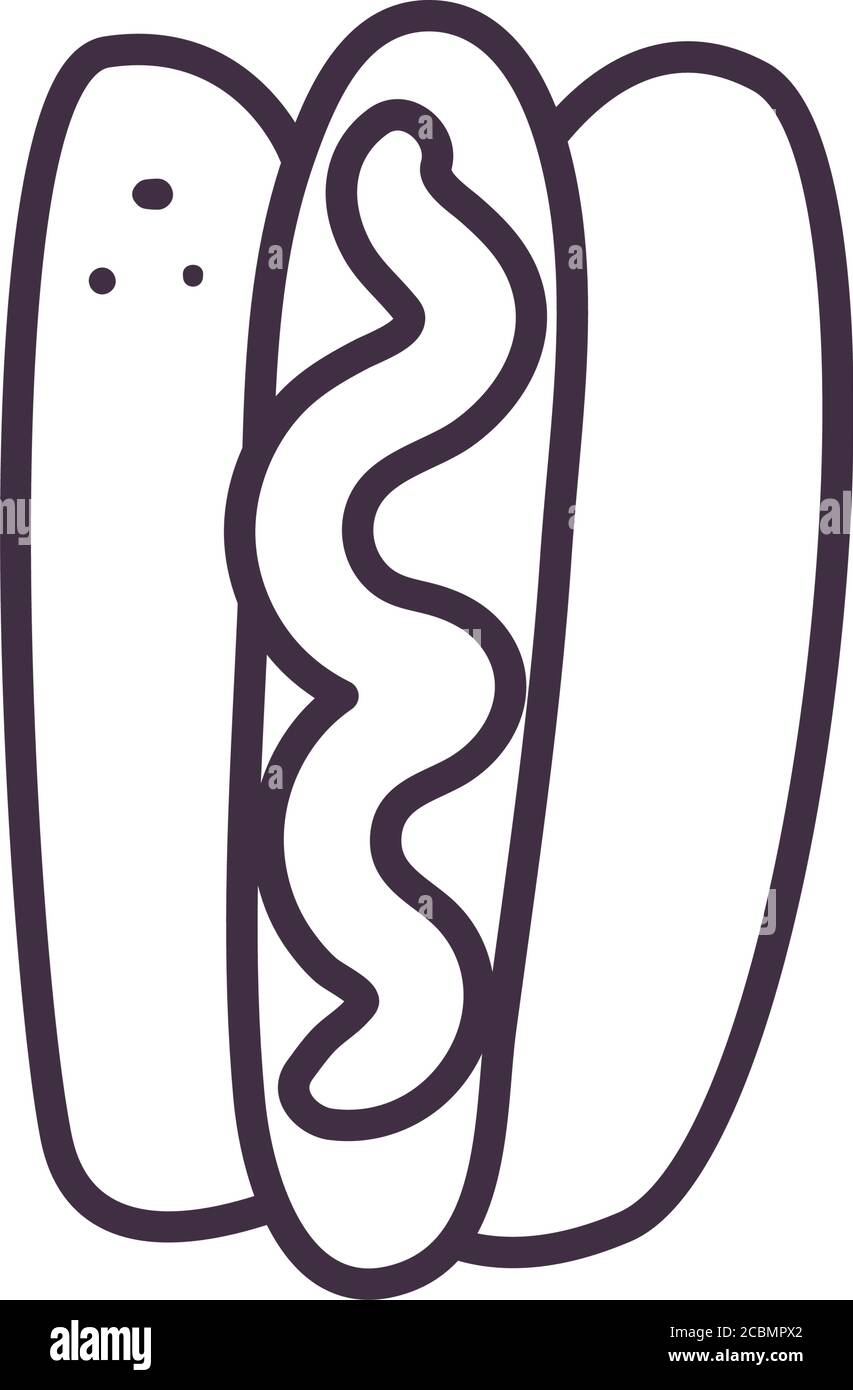 hot dog line style icon design, food eat restaurant and menu theme ...