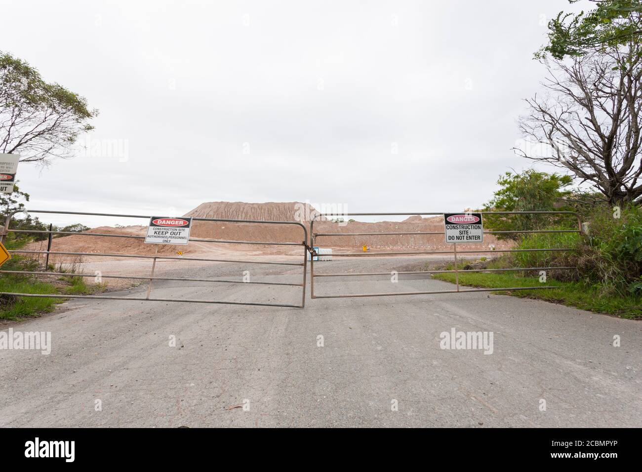 Entrance gate of industrial sand quarry in Australia Stock Photo - Alamy