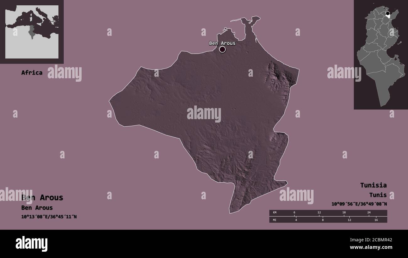 Shape of Ben Arous , governorate of Tunisia, and its capital. Distance ...