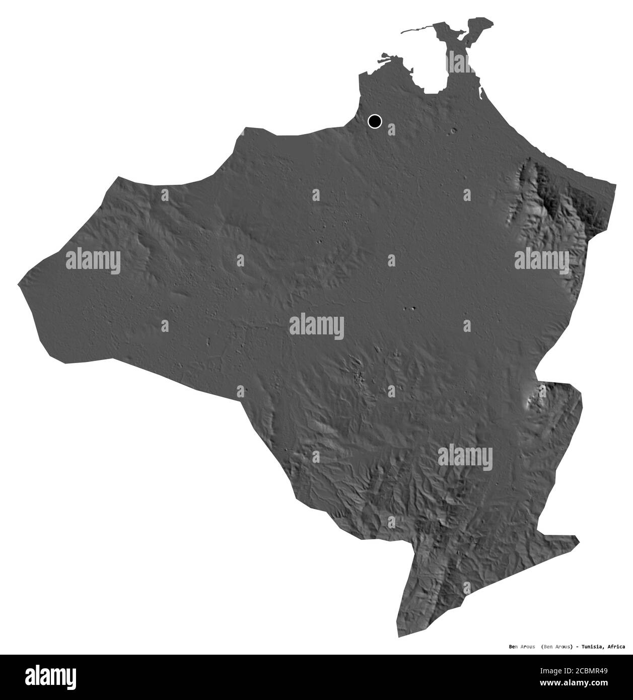 Shape of Ben Arous , governorate of Tunisia, with its capital isolated ...
