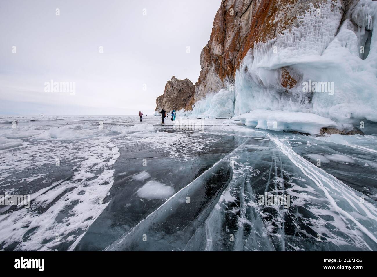 Ice Cracks On The Frozen Surface Of Lake Baikal Russia Stock Photo Alamy