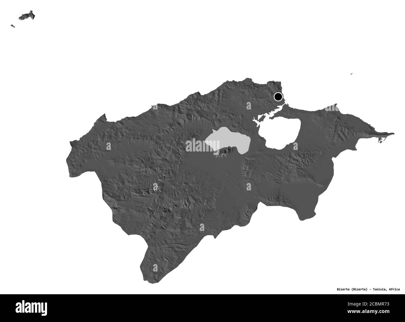 Shape of Bizerte, governorate of Tunisia, with its capital isolated on ...