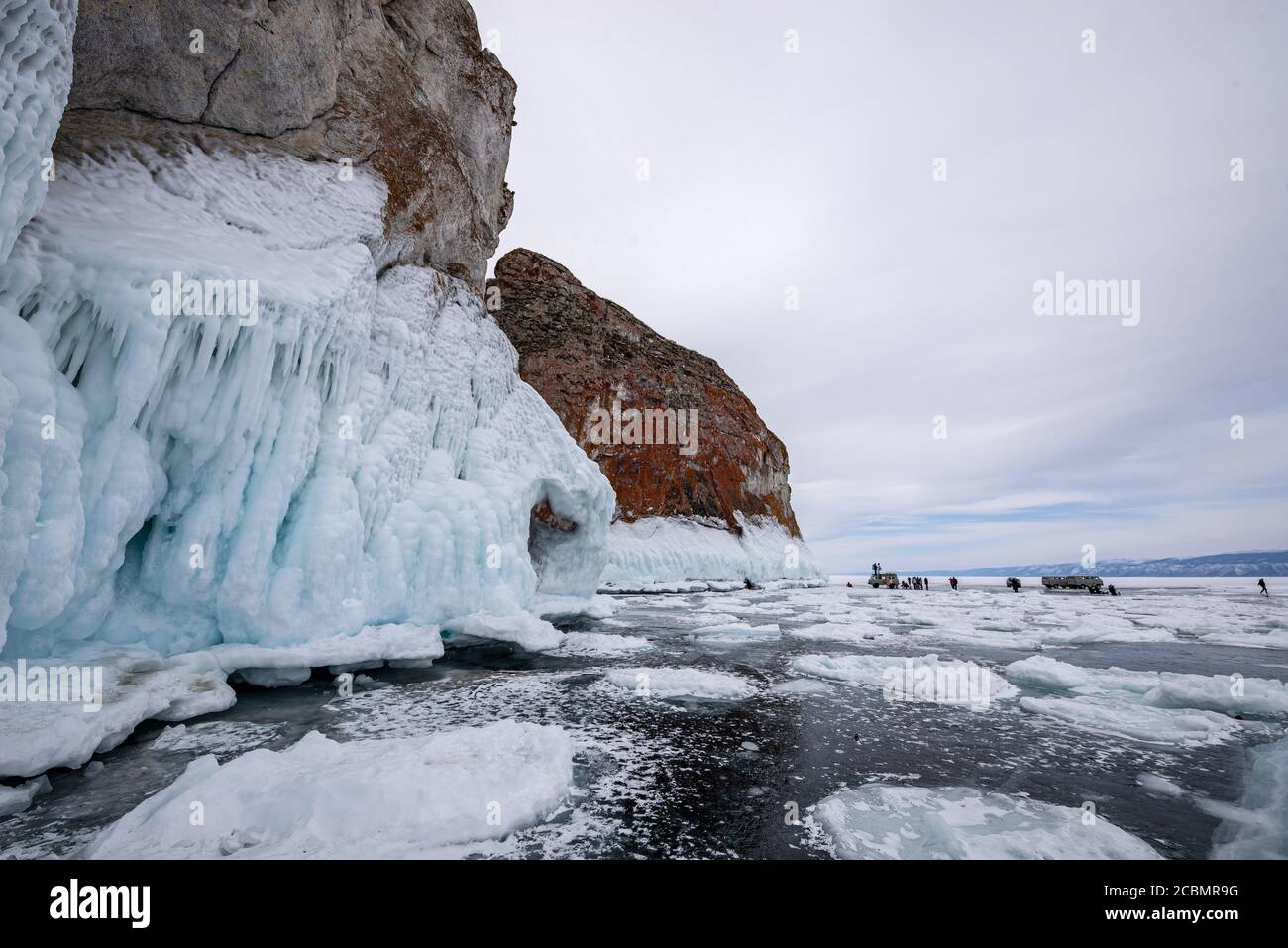 Ice over rocks on Olkhon Island at Baikal Lake, Russia Stock Photo - Alamy