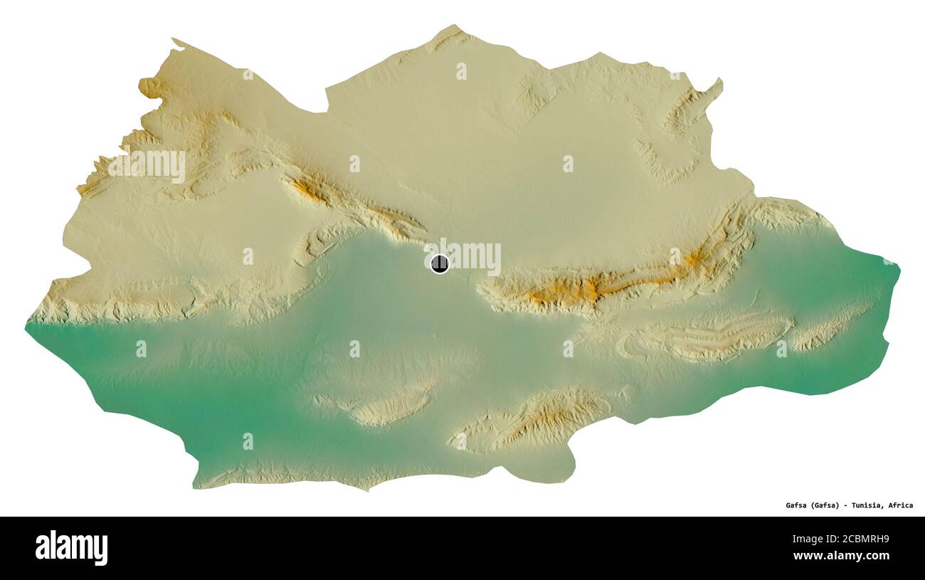 Shape of Gafsa, governorate of Tunisia, with its capital isolated on ...