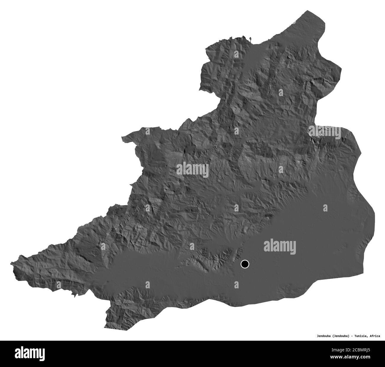 Shape of Jendouba, governorate of Tunisia, with its capital isolated on ...