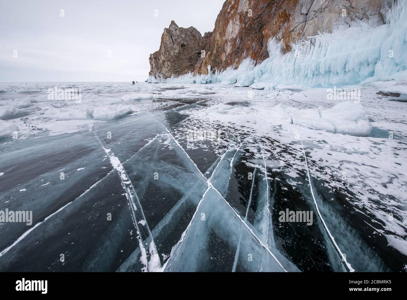 Ice Cracks On The Frozen Surface Of Lake Baikal Russia Stock Photo Alamy