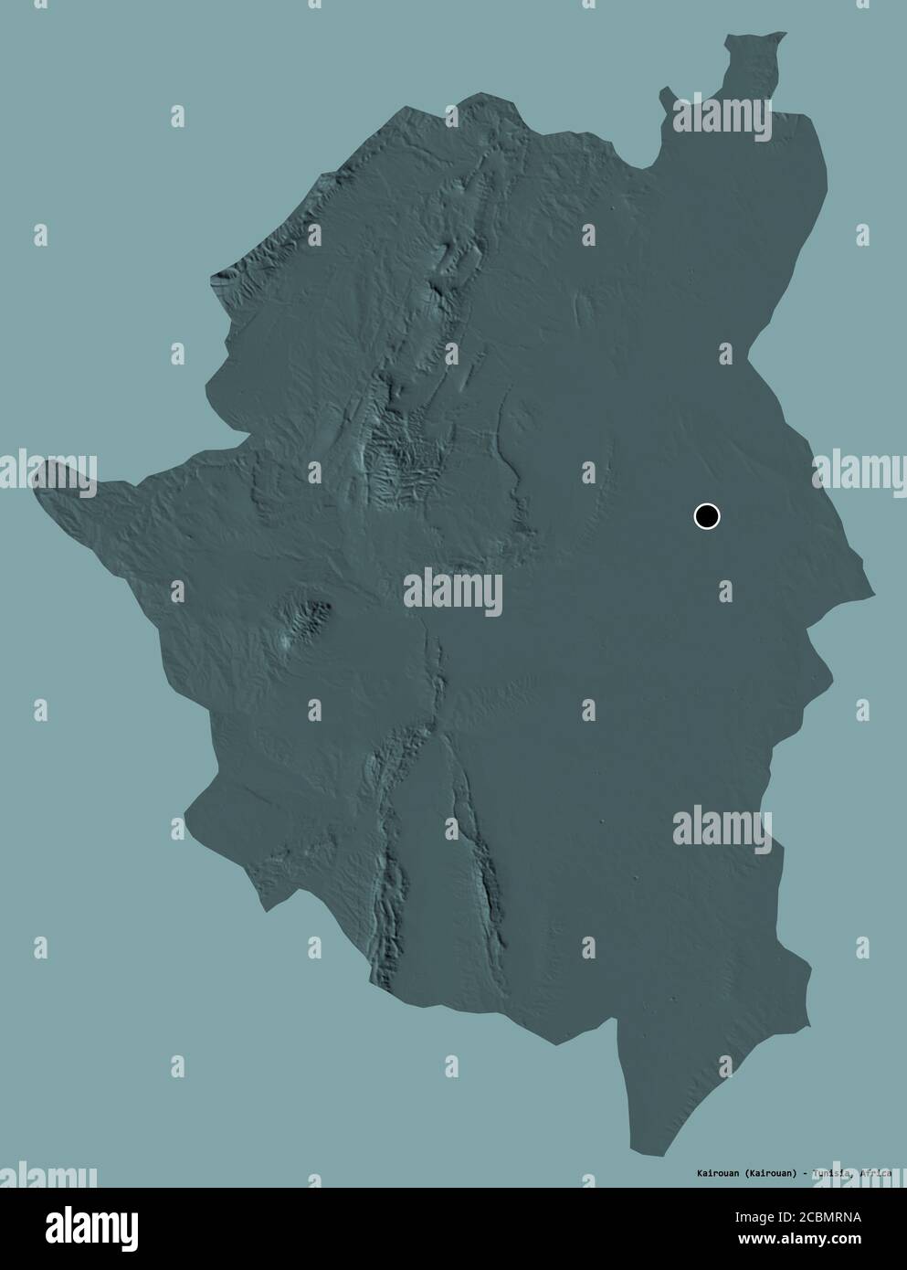 Shape of Kairouan, governorate of Tunisia, with its capital isolated on ...