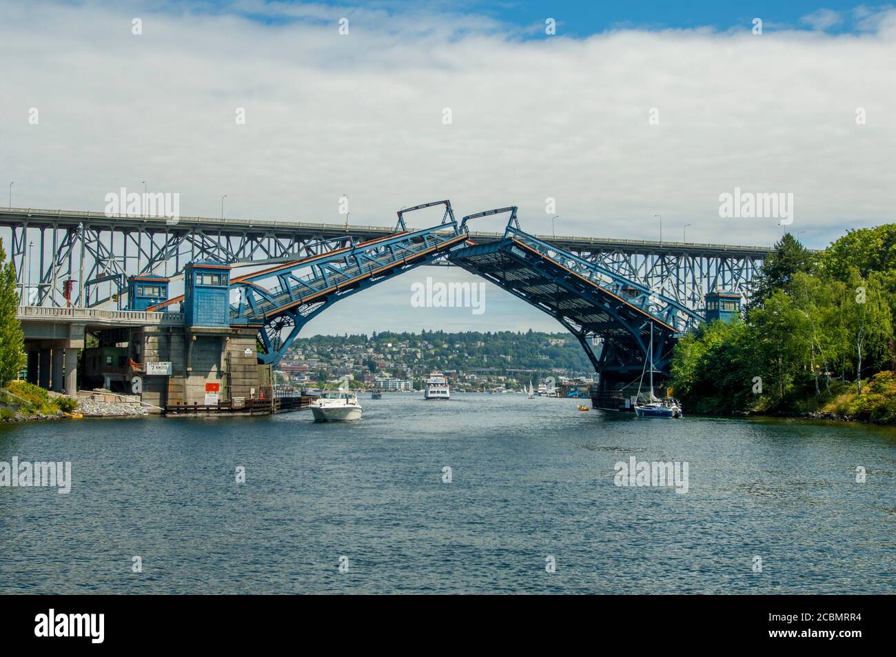 View of the opening Fremont draw bridge and the Aurora Bridge from the ...