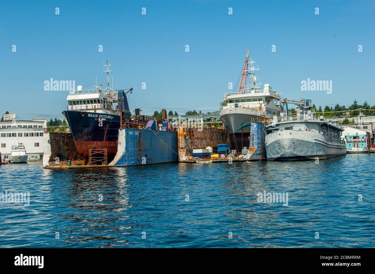 View of dry docks on Lake Union in Seattle, Washington State, USA Stock ...