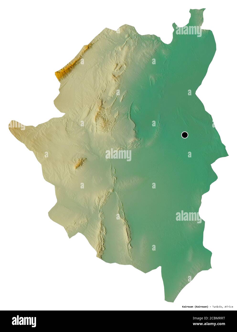 Shape of Kairouan, governorate of Tunisia, with its capital isolated on ...