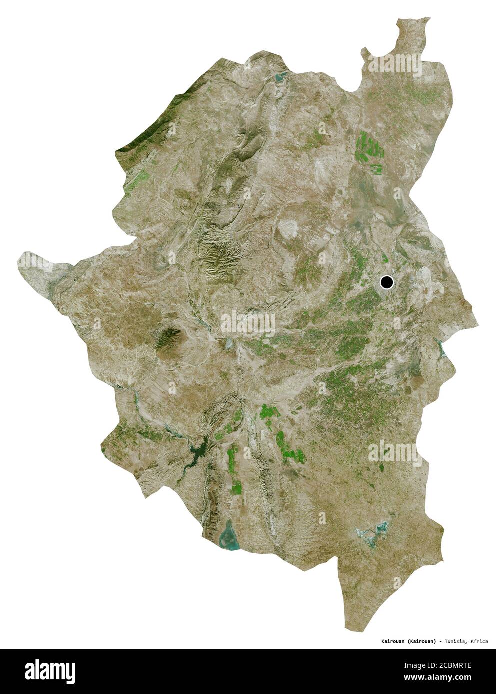 Shape of Kairouan, governorate of Tunisia, with its capital isolated on ...