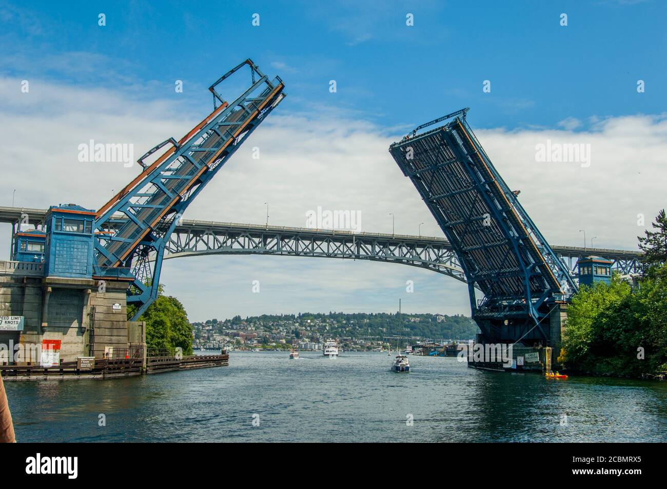 View of the opening Fremont draw bridge and the Aurora Bridge from the ...