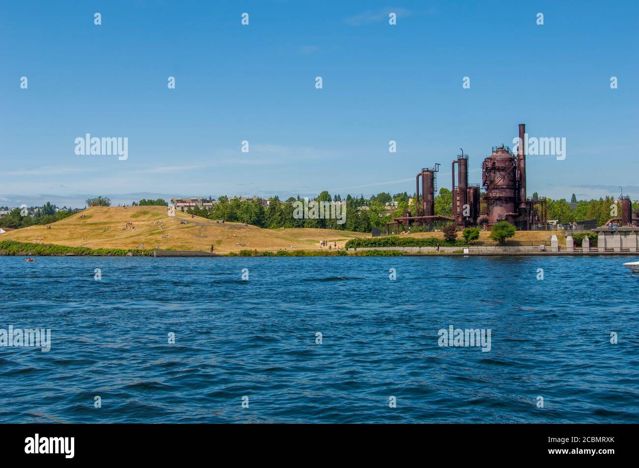 View of Gas Works Park from Lake Union in Seattle, Washington State ...