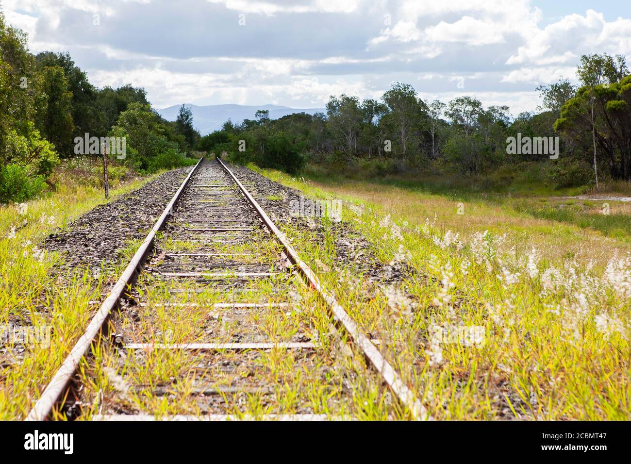 An old abandoned railway. Old rails in landscape Stock Photo - Alamy