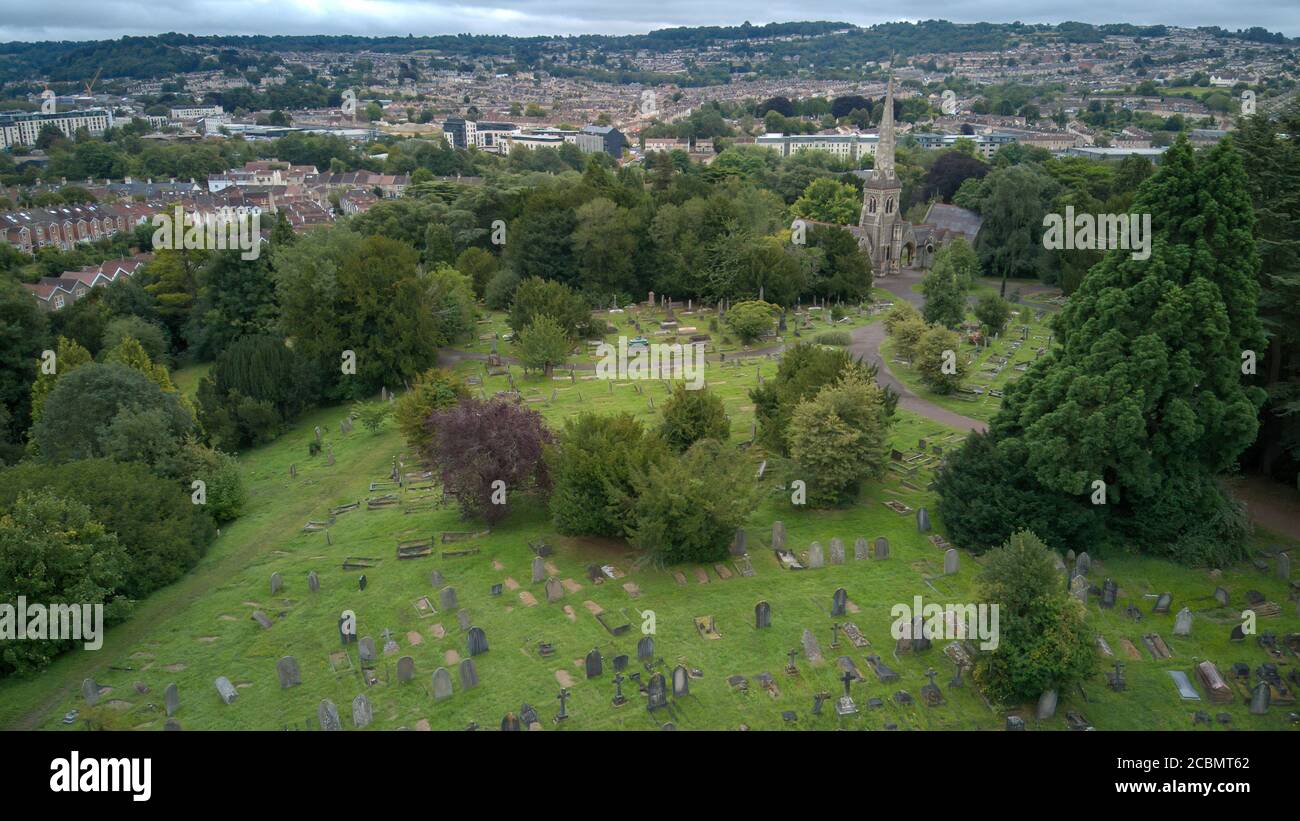 Aerial view of Locksbrook Cemetery, Bath. UK Stock Photo - Alamy