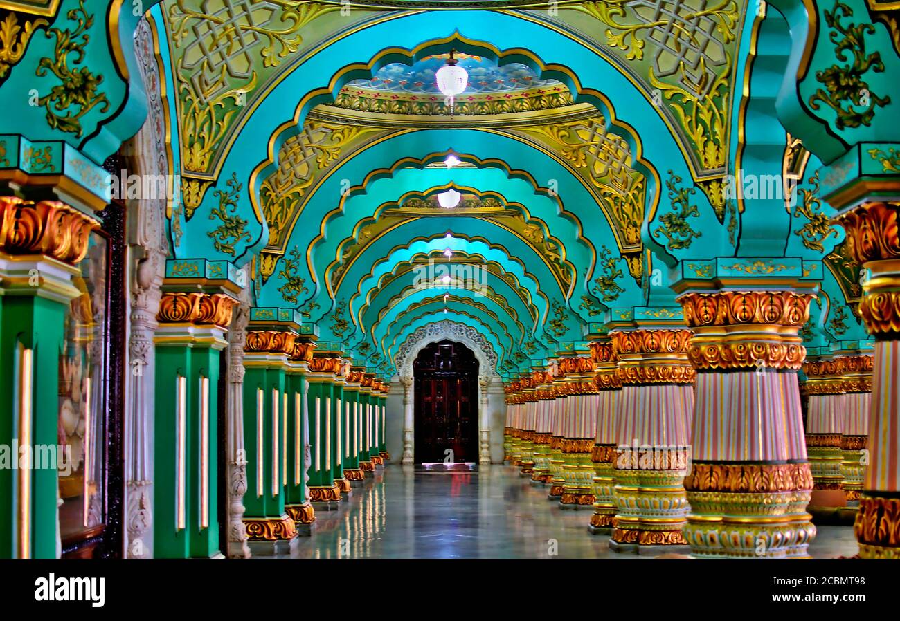 MYSORE,KARNATAKA,INDIA - OCTOBER 20,2019 : Mysore palace inside ...