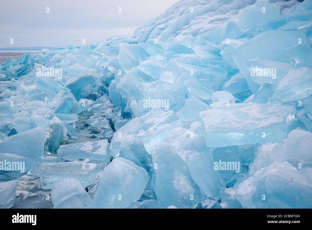 Ice blocks on the frozen surface of Lake Baikal, Russia Stock Photo - Alamy