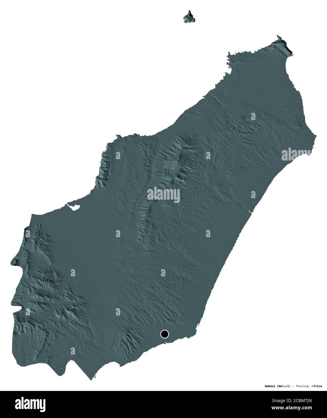 Shape of Nabeul, governorate of Tunisia, with its capital isolated on ...