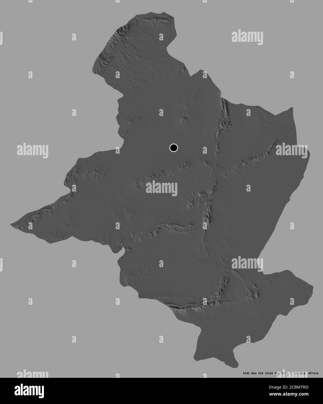 Shape of Sidi Bou Zid, governorate of Tunisia, with its capital ...
