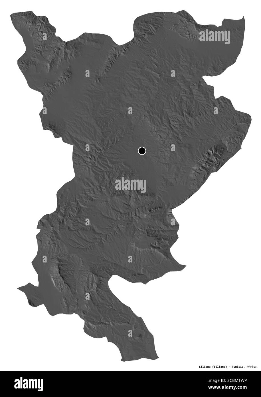 Shape of Siliana, governorate of Tunisia, with its capital isolated on ...