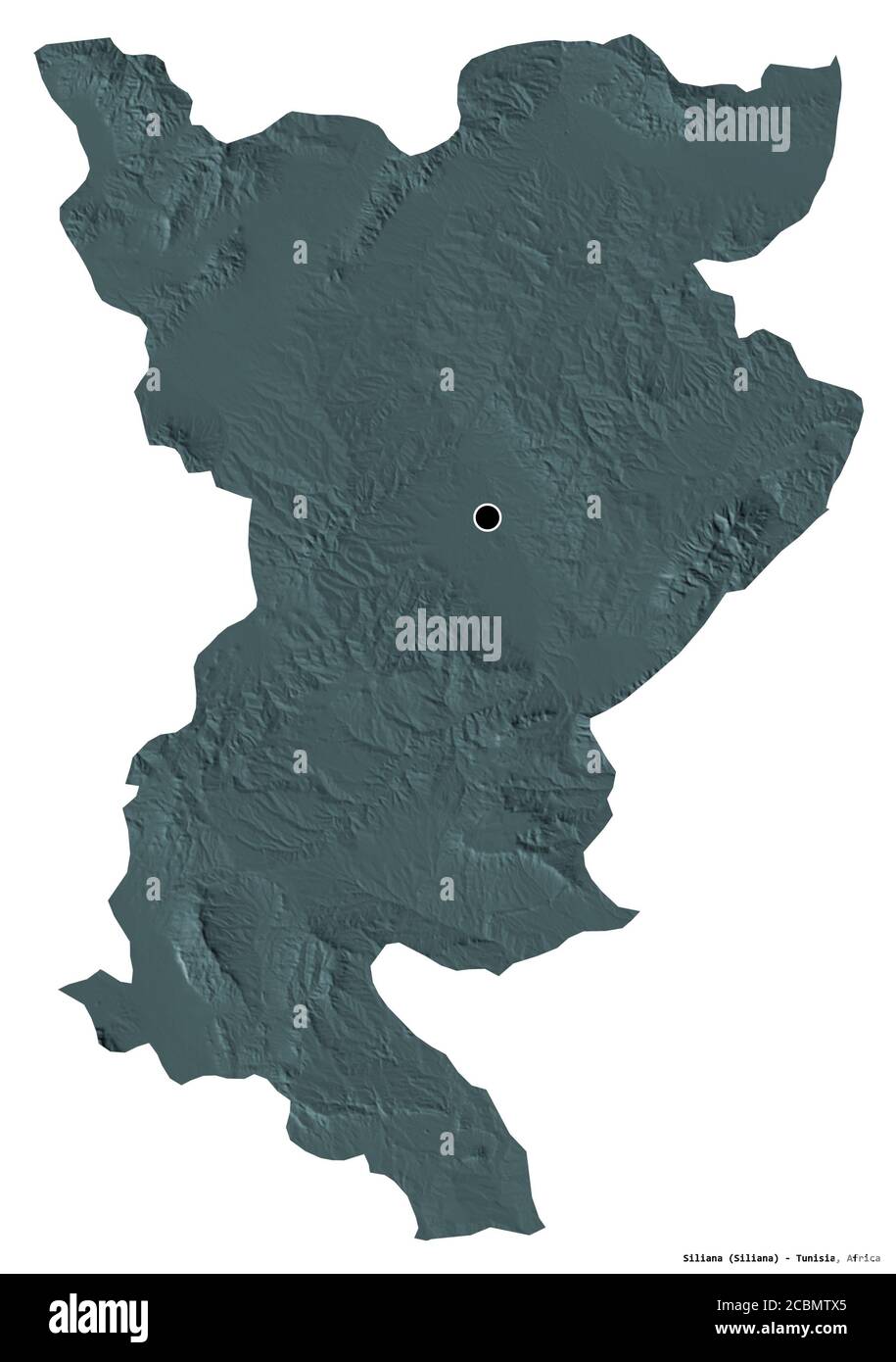 Shape of Siliana, governorate of Tunisia, with its capital isolated on ...