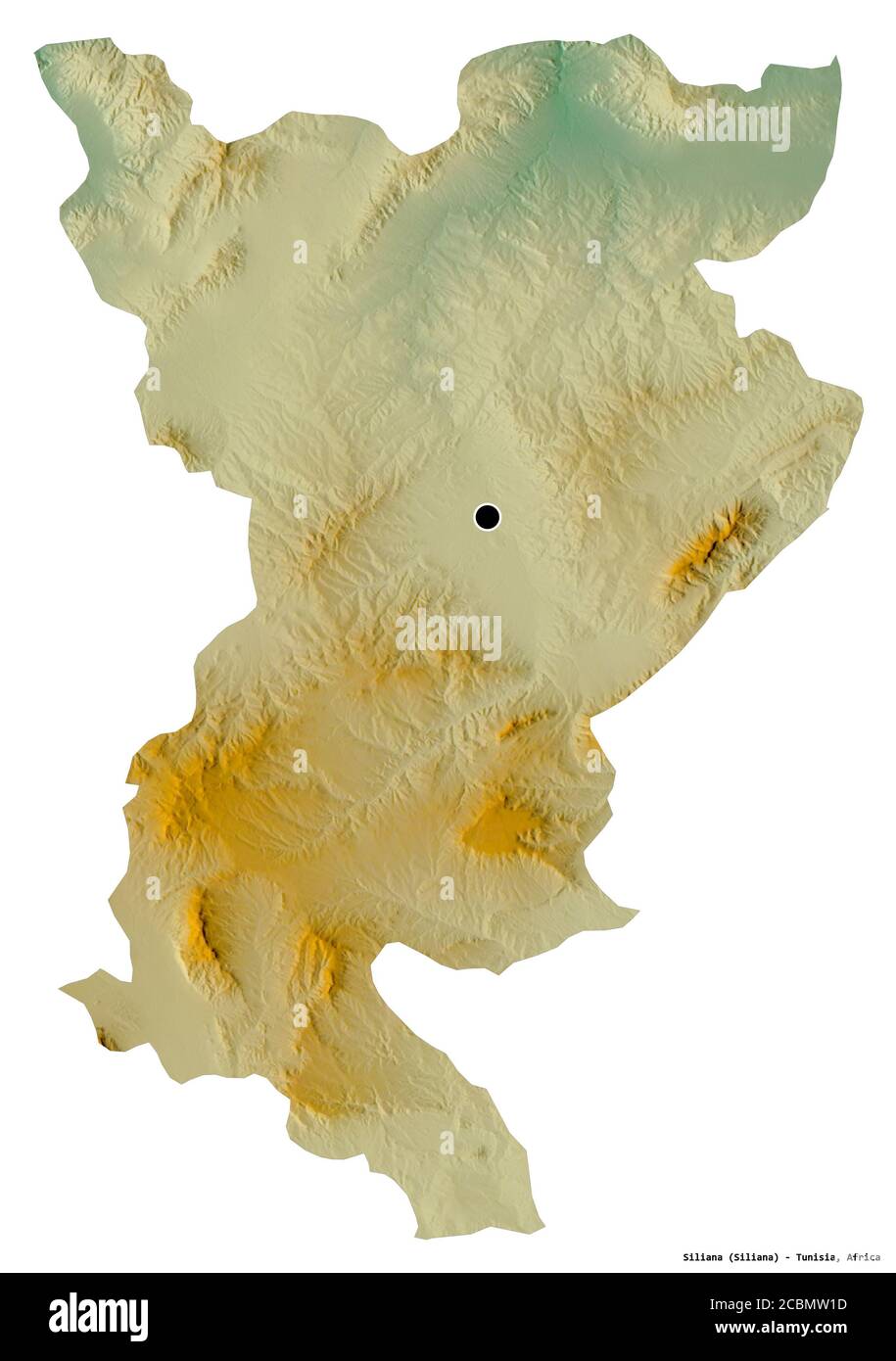 Shape of Siliana, governorate of Tunisia, with its capital isolated on ...