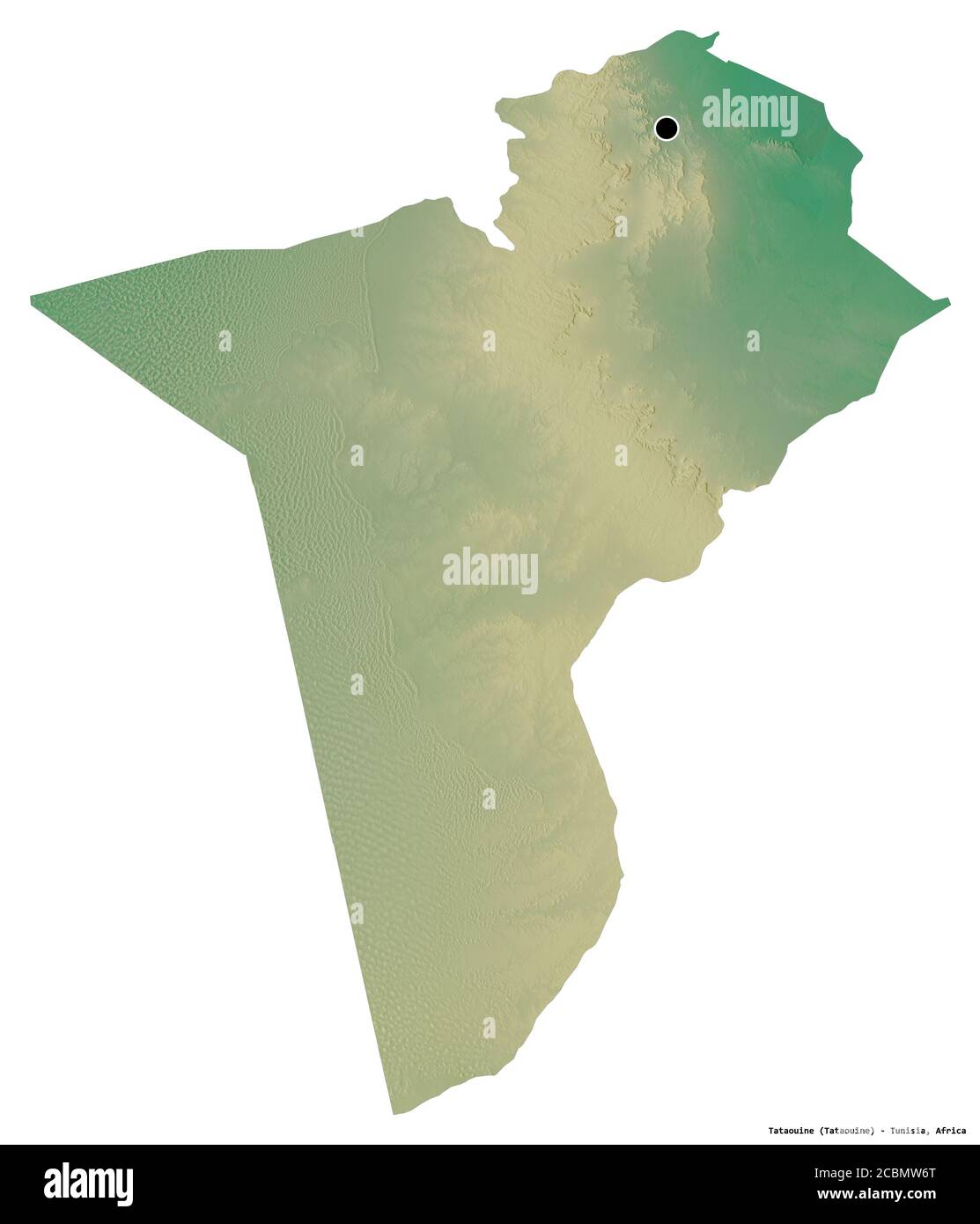 Shape of Tataouine, governorate of Tunisia, with its capital isolated ...