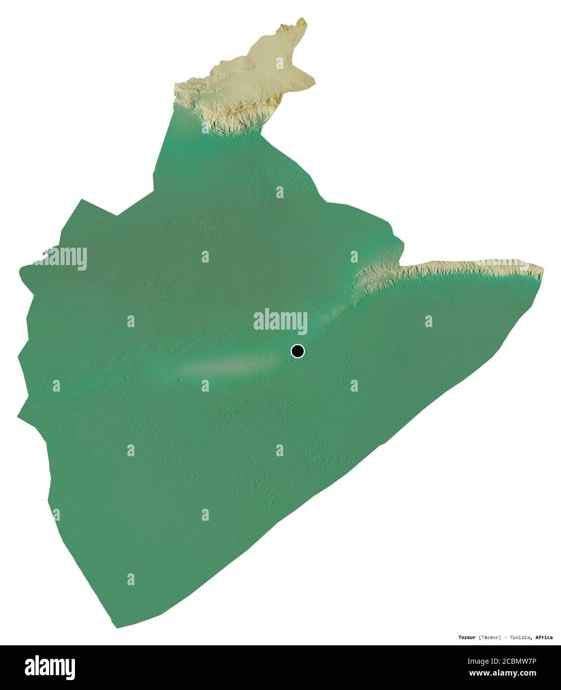 Shape of Tozeur, governorate of Tunisia, with its capital isolated on ...