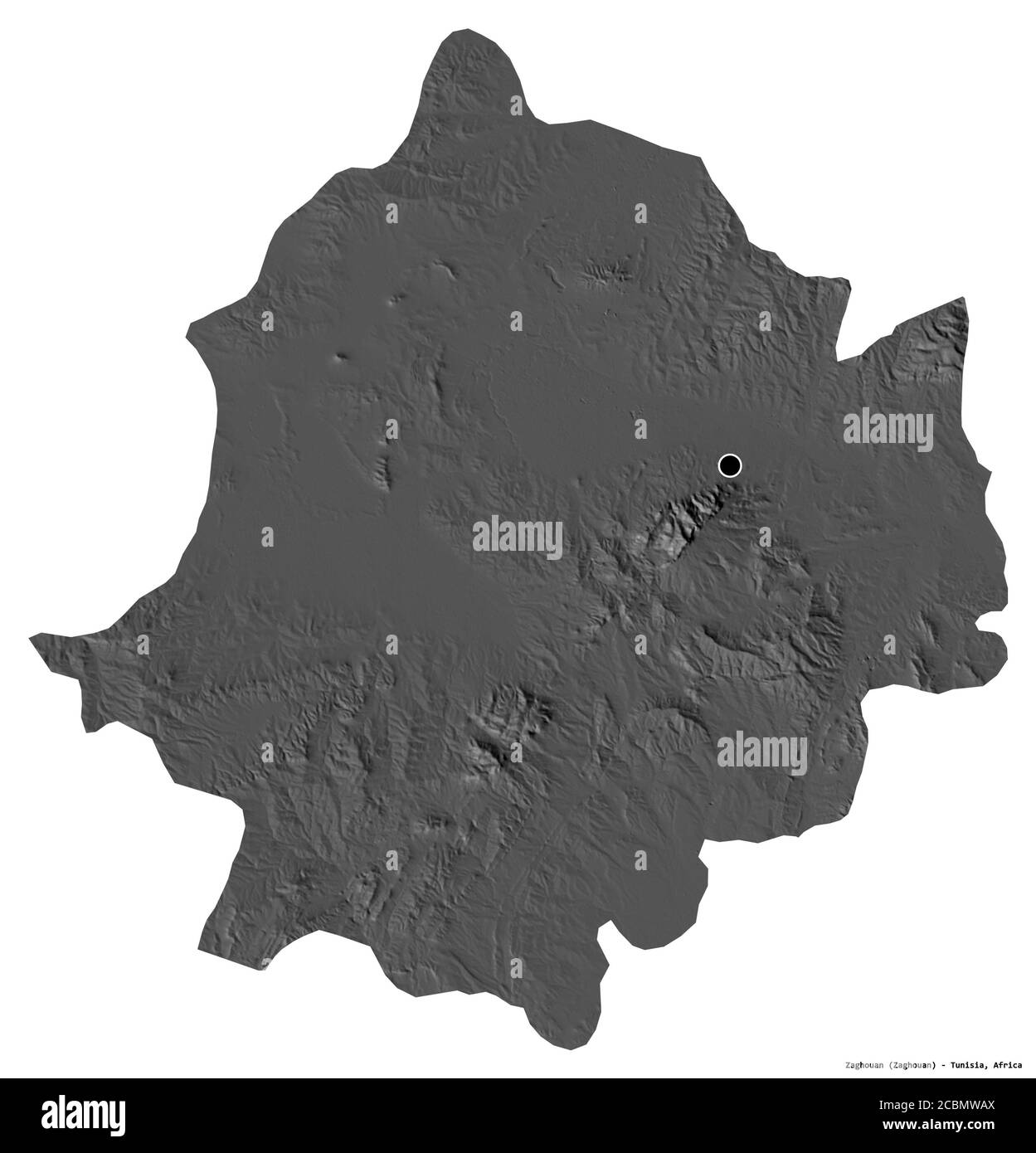 Shape of Zaghouan, governorate of Tunisia, with its capital isolated on ...
