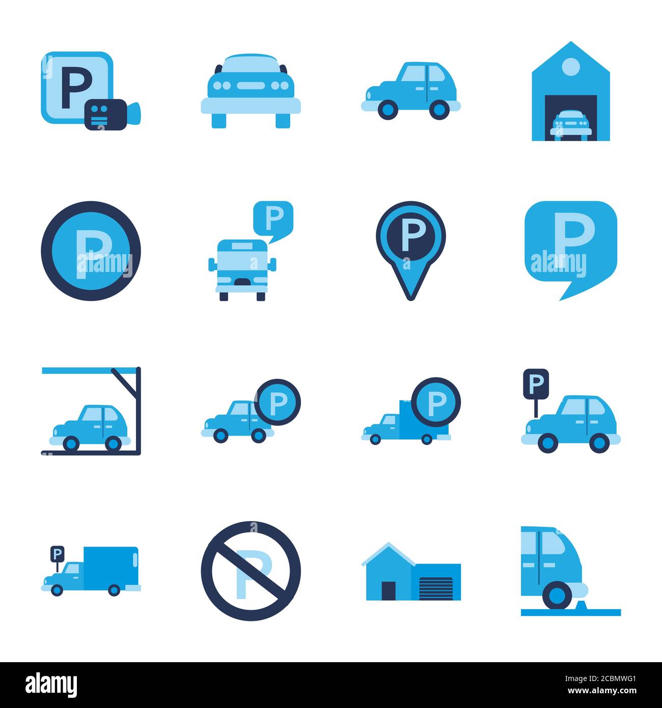 parking flat style icon set design, Park and transportation theme ...