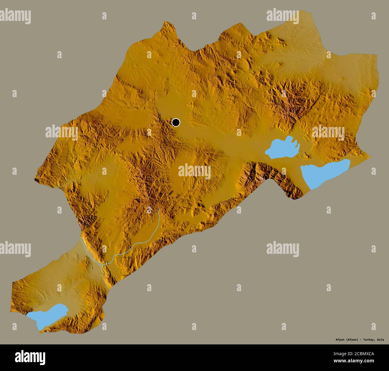 Shape of Afyon, province of Turkey, with its capital isolated on a ...