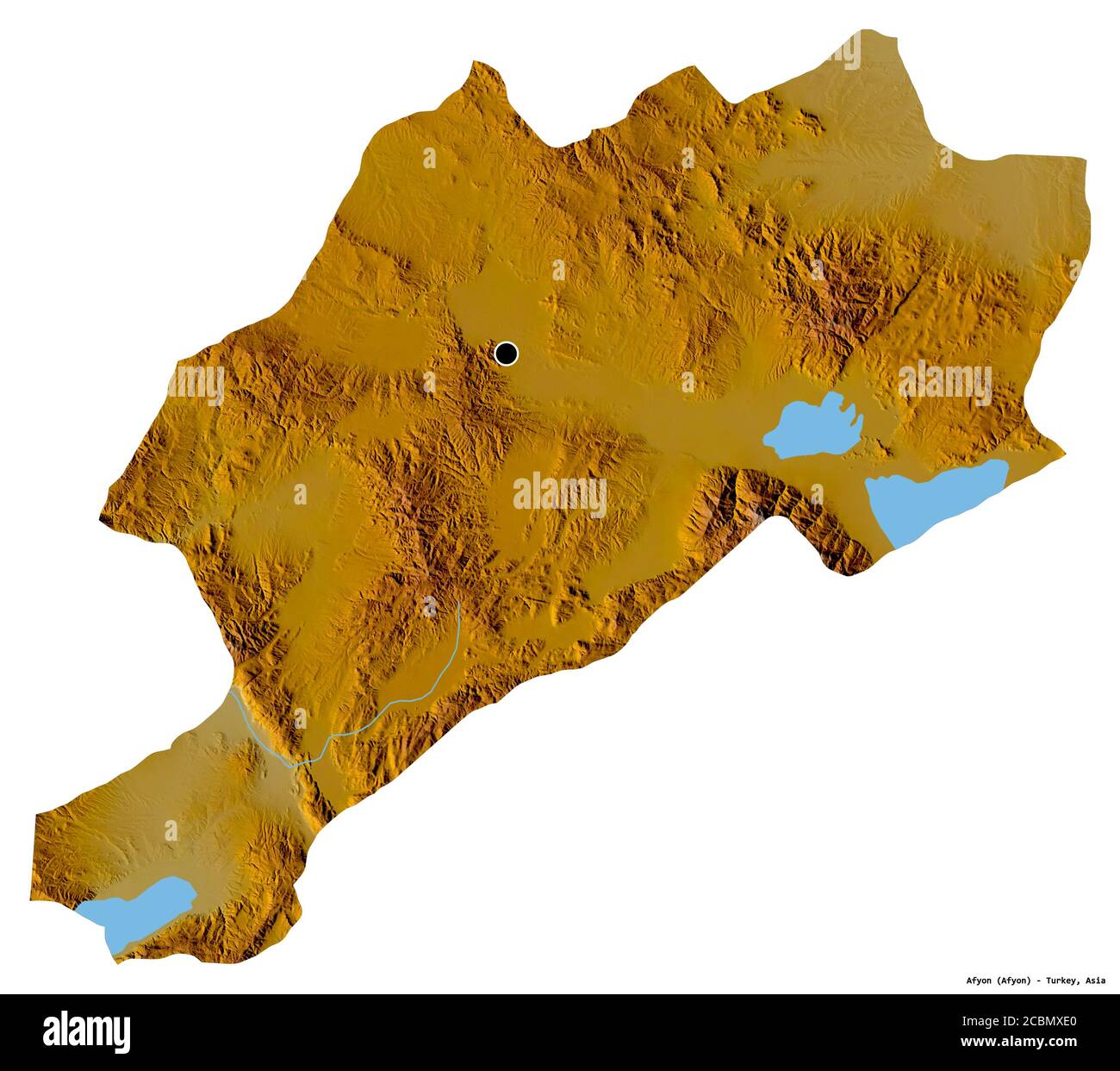 Shape of Afyon, province of Turkey, with its capital isolated on white ...