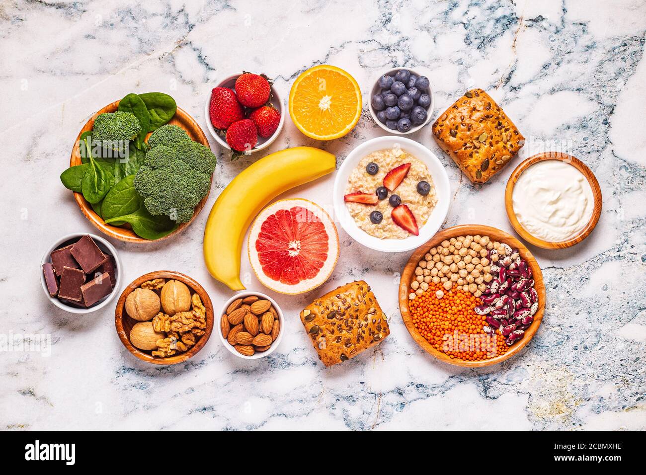 Foods for Improving Mental Health and Wellness Stock Photo - Alamy