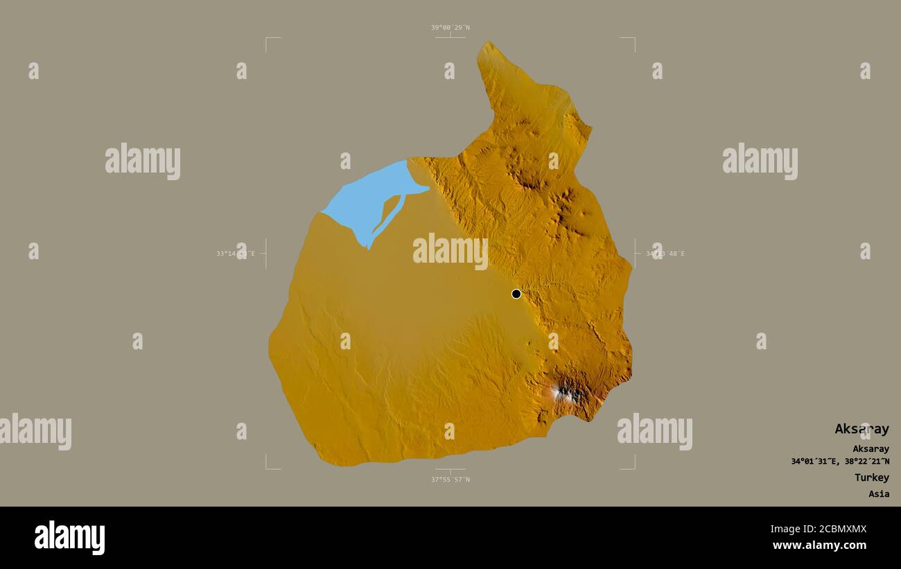 Area of Aksaray, province of Turkey, isolated on a solid background in ...