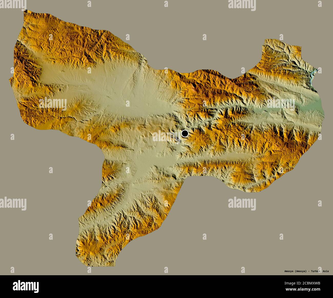 Shape of Amasya, province of Turkey, with its capital isolated on a ...