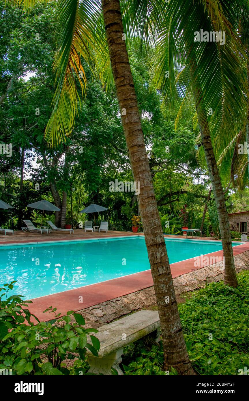 The swimming pool in the garden of the boutique hotel, the Hacienda ...