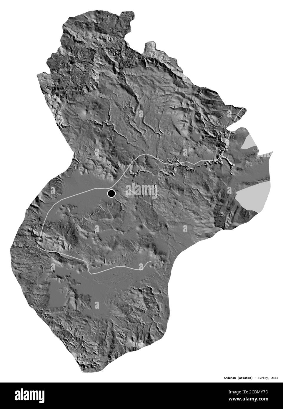 Shape of Ardahan, province of Turkey, with its capital isolated on ...