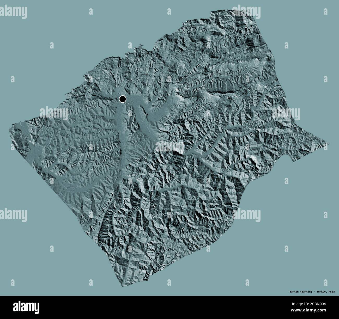 Shape of Bartın, province of Turkey, with its capital isolated on a ...