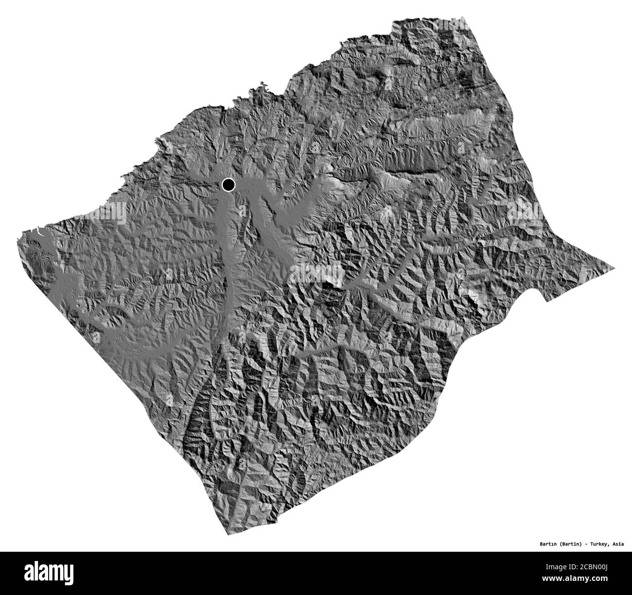 Shape of Bartın, province of Turkey, with its capital isolated on white ...