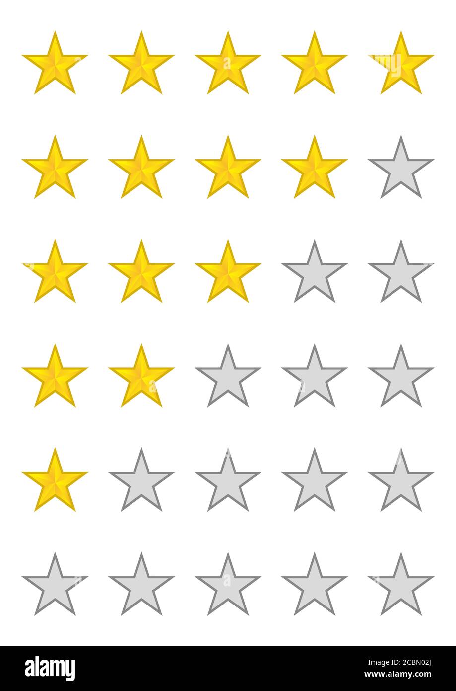 Illustration of a five-star rating scale isolated on a white background ...