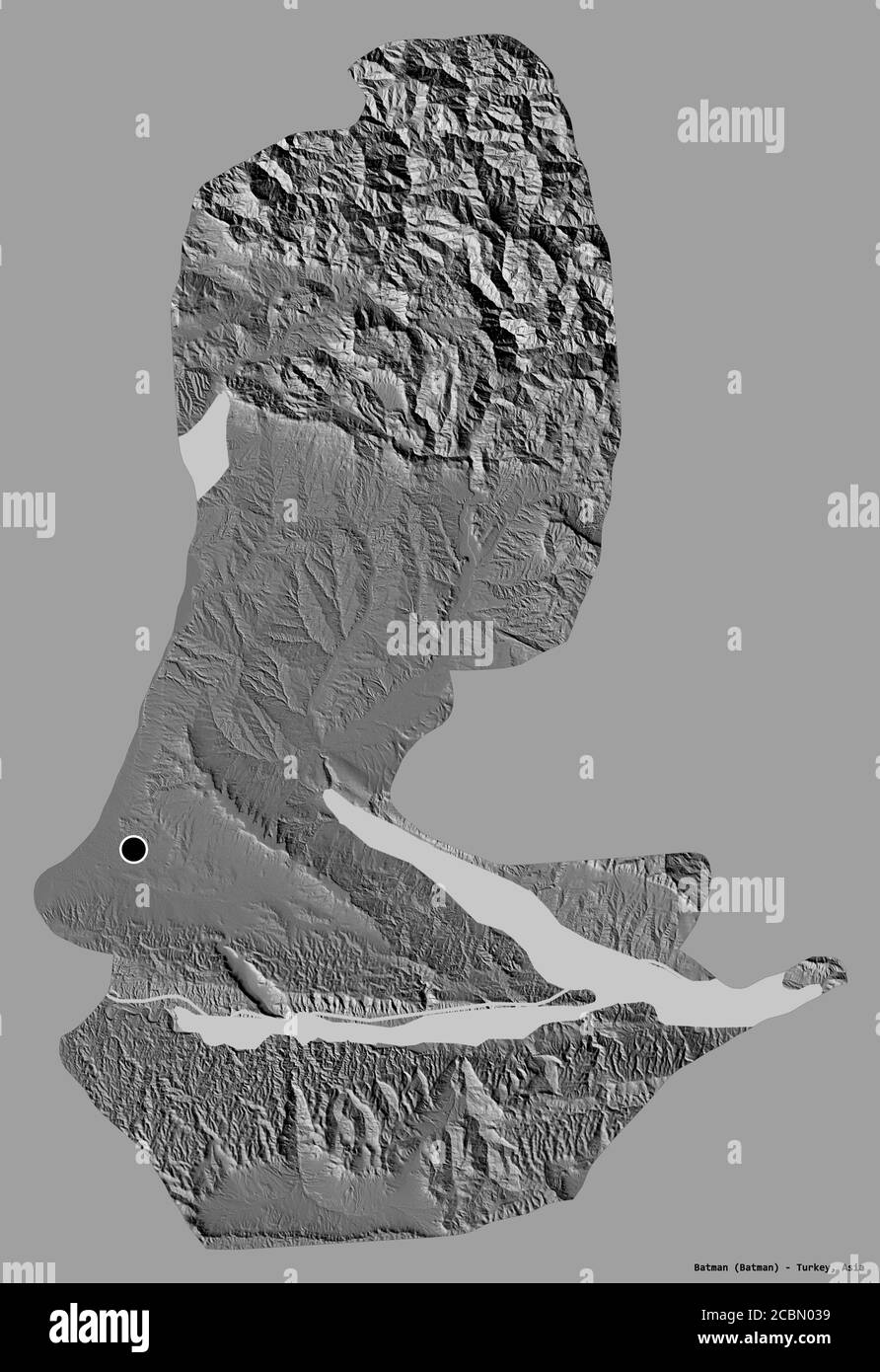Shape of Batman, province of Turkey, with its capital isolated on a ...