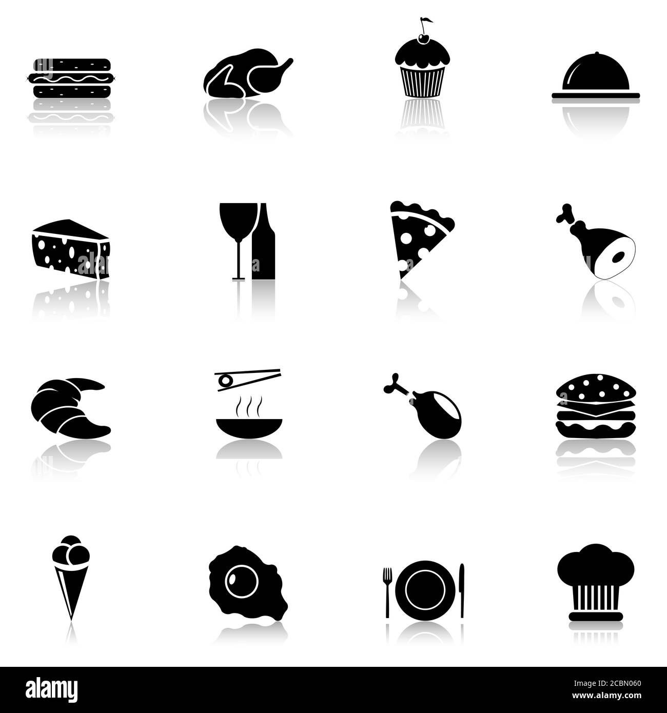 Dinner white flat icons hi-res stock photography and images - Alamy