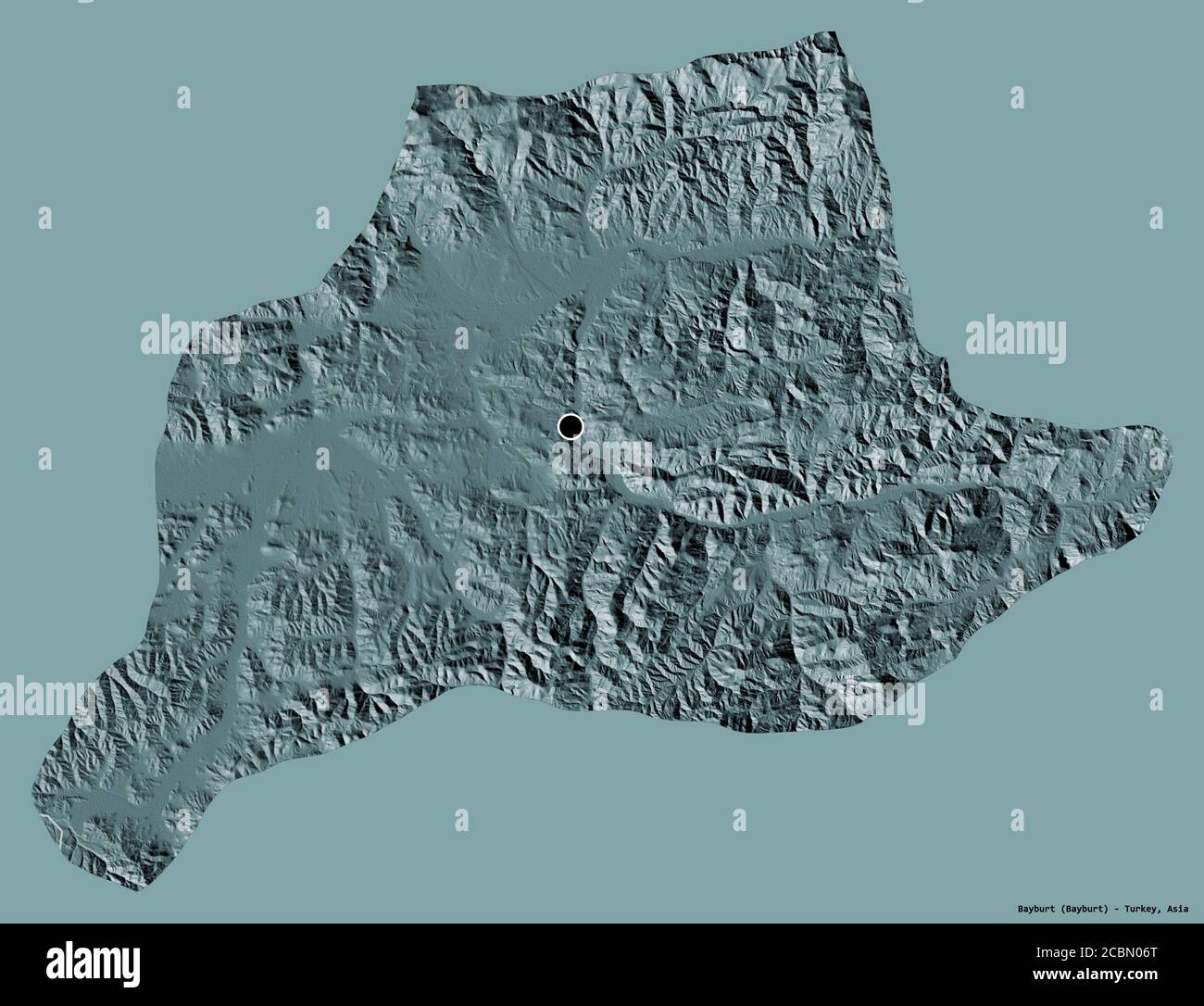 Shape of Bayburt, province of Turkey, with its capital isolated on a ...