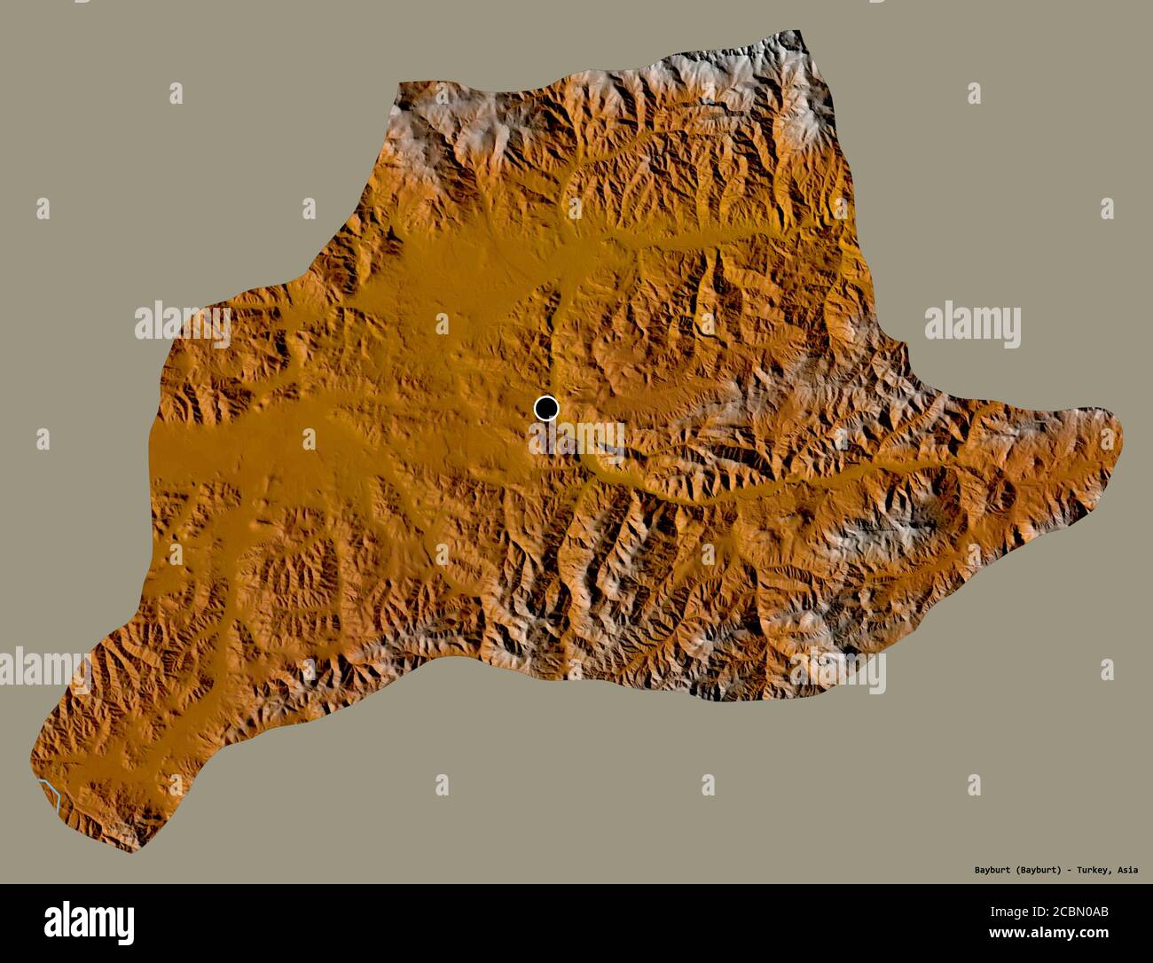 Shape of Bayburt, province of Turkey, with its capital isolated on a ...